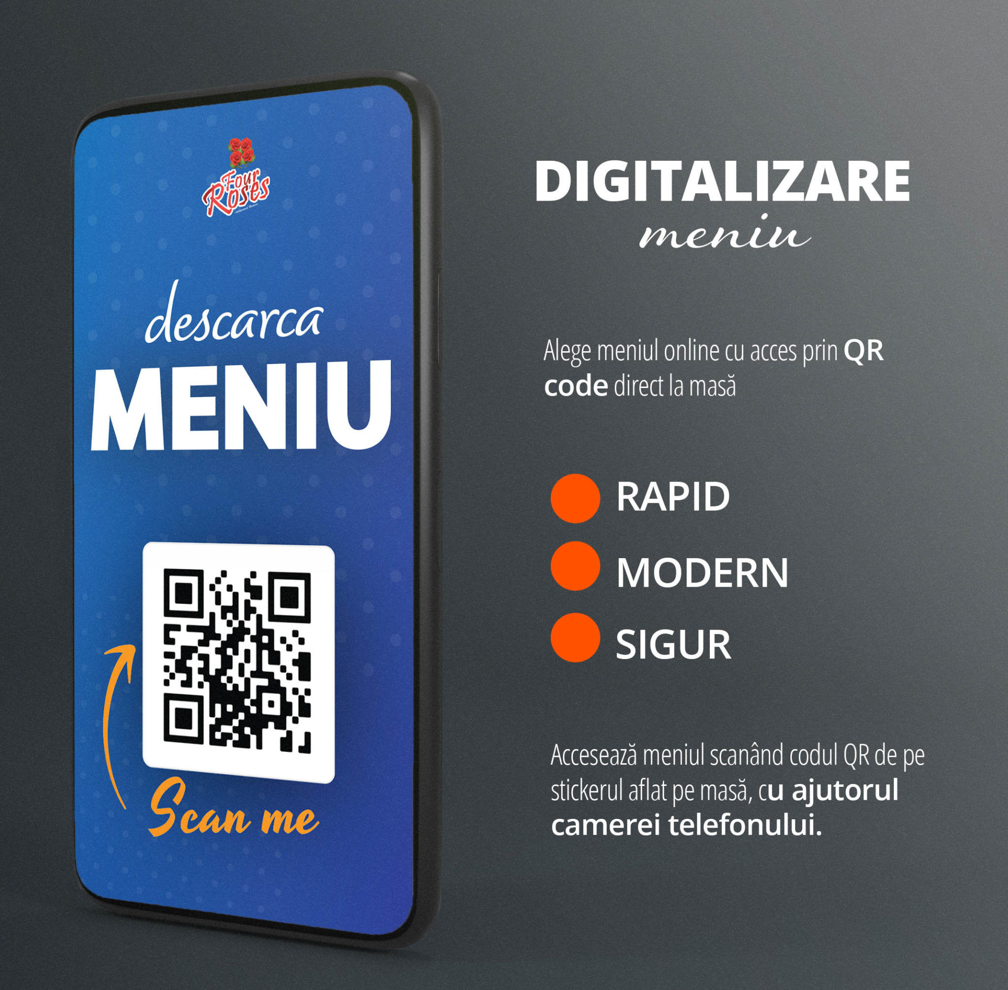 Meniuri online cu accesare prin scanare QR Code - Grafica publicitara