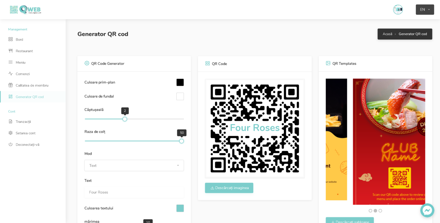 Meniuri online cu accesare prin scanare QR Code - Grafica publicitara